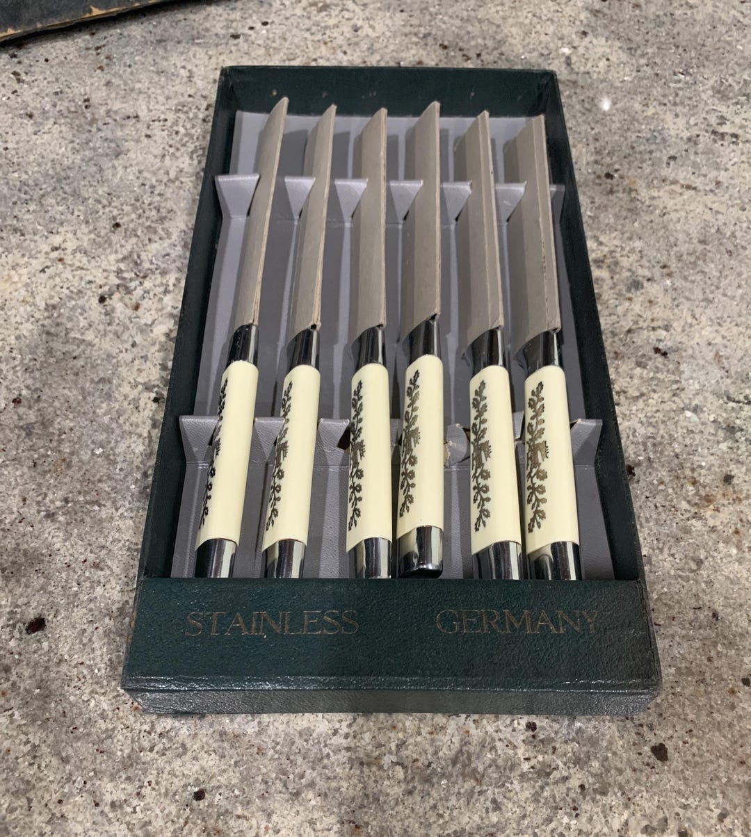 Vintage Baron Solingen Steak Knives - Set of 6, Silver Inlay - Germany ...