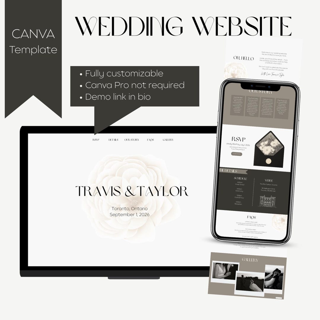 Canva Wedding Website Template | Minimalist Modern Invitation, RSVP ...