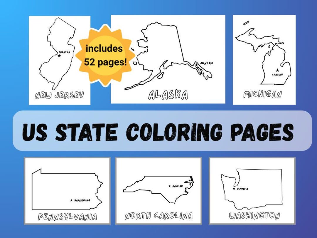 U.S. States and Capitals Coloring Pages – Geography Learning (digital ...