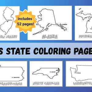 U.S. States and Capitals Coloring Pages – Geography Learning (digital ...