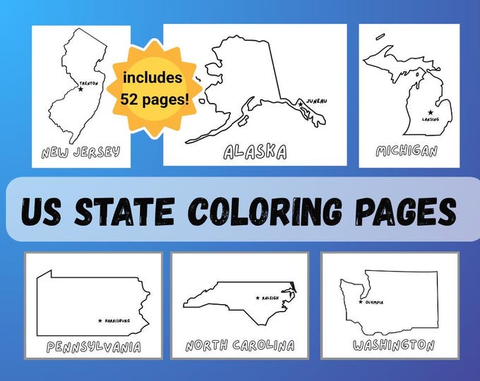 United States Map Coloring Page, US States and Capitals, Homeschool ...