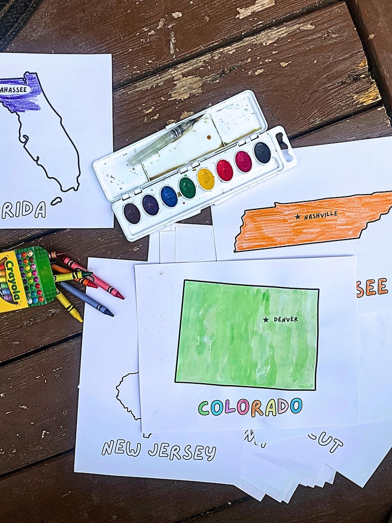 U.S. States and Capitals Coloring Pages – Geography Learning (digital ...