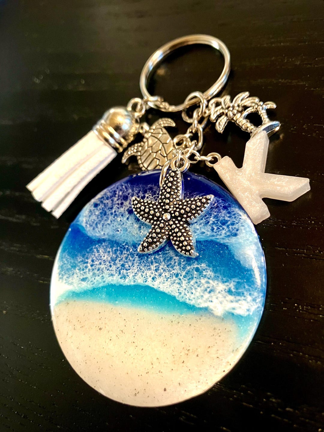 Ocean Resin Keychain With Beach Wave Design – Handmade Coastal Keychain ...
