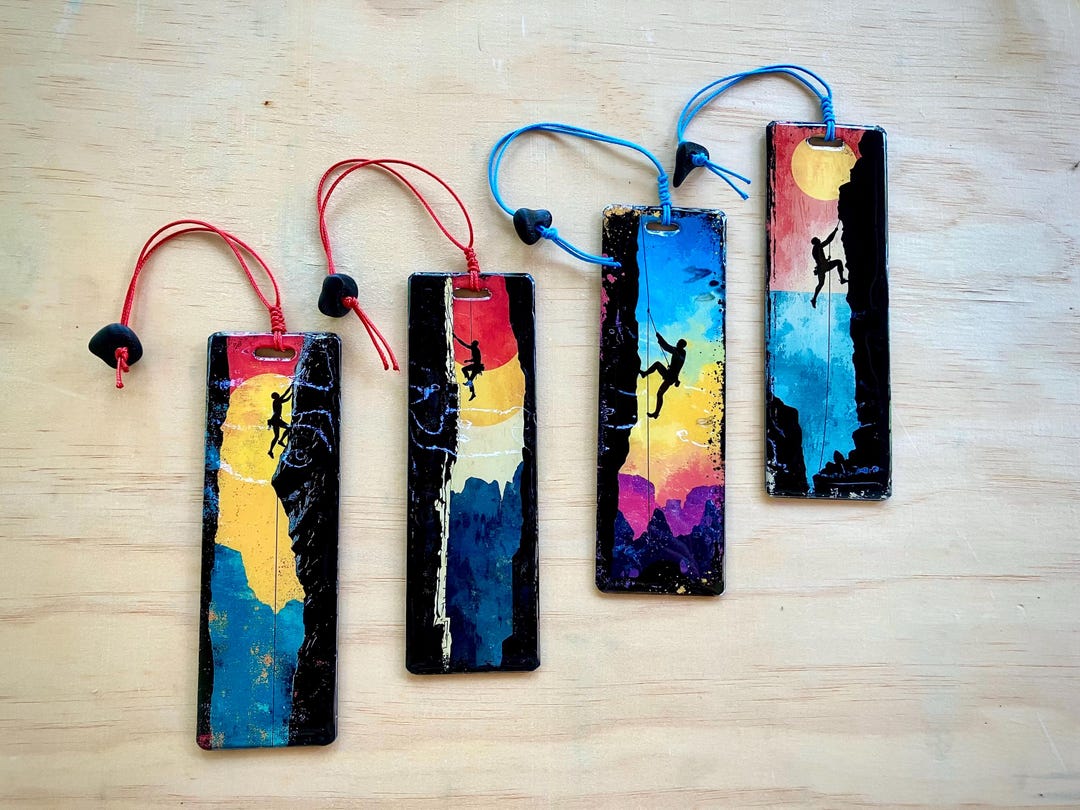 Rock Climbing Bookmark: Resin Coated Acrylic With Climbing Hold Tassel ...
