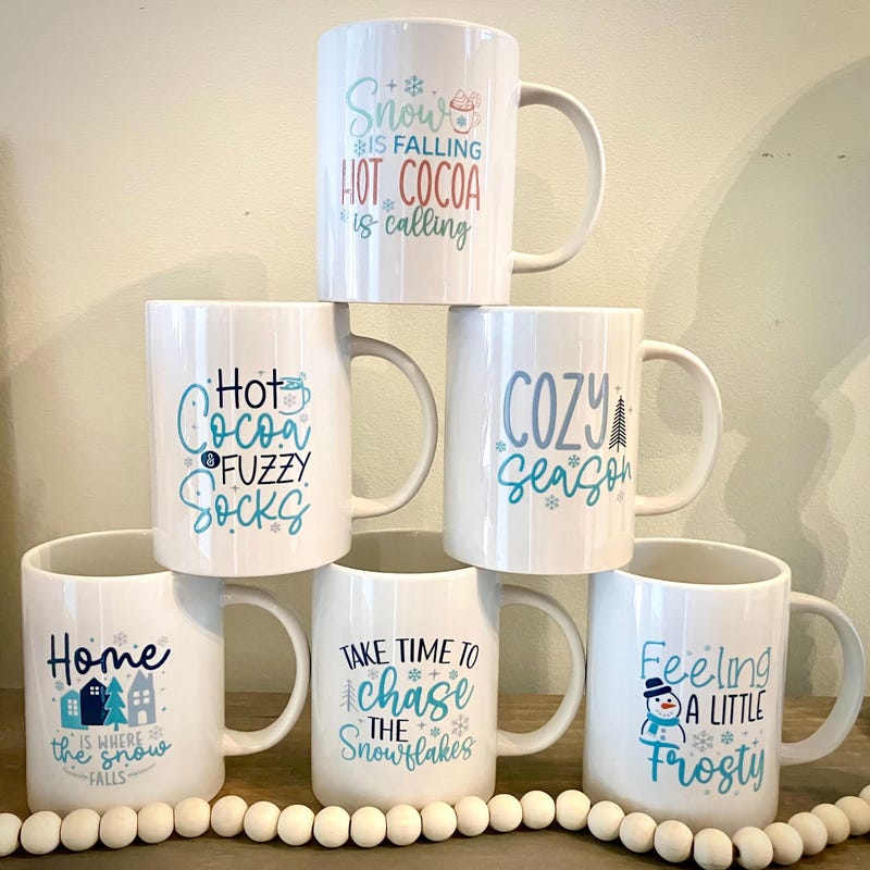 Winter Mugs Set of 6 - Etsy