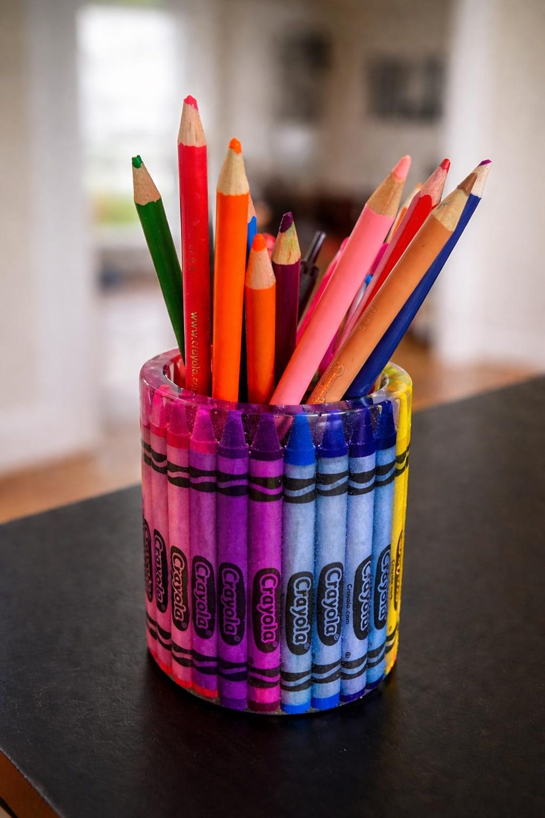 Personalized Crayon Resin Pencil Holder | Custom Name Crayon Desk ...