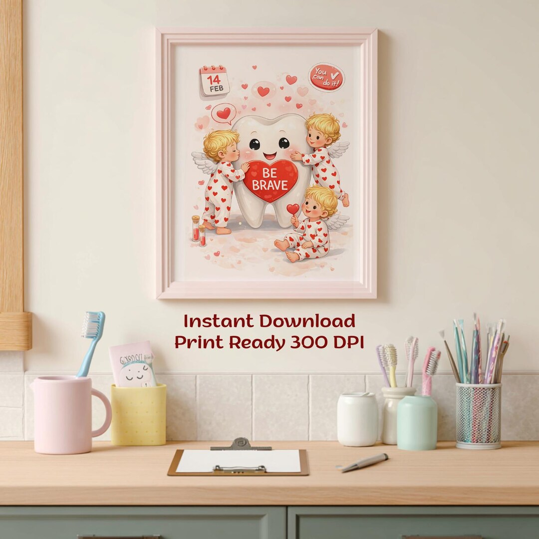 Be Brave Tooth Wall Art for Kids – Valentine Dental Decor, Pediatric ...