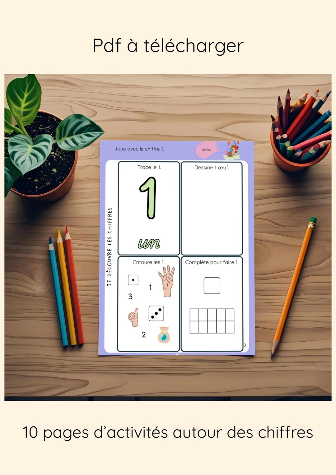Apprendre les chiffres 0 à 9 - Cahier éducatif enfant PDF personnalisé ...