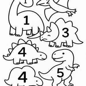 Dinosaur Color by Number Printable | Fun Educational Coloring Page for ...