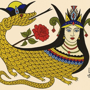 Shahmaran Mystical Serpent Queen Illustration - Etsy