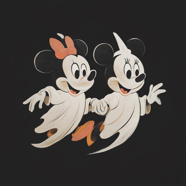 Vintage Halloween Mouse PNG Bundle: Ghost Mickey & Minnie (digital ...