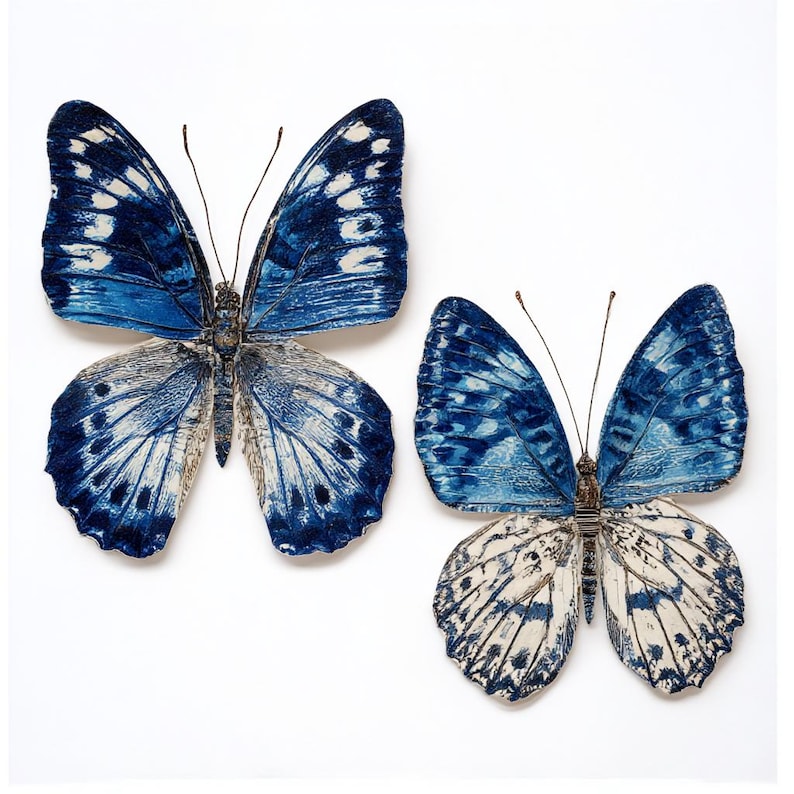 100+ Blue and White Collage Butterfly Fussy Cuts, Junk Journal Kit ...