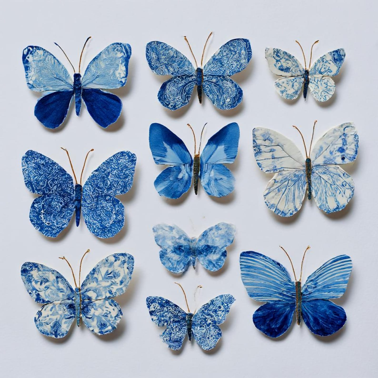 100+ Blue and White Collage Butterfly Fussy Cuts, Junk Journal Kit ...