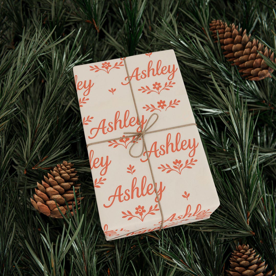Personalized Name Wrapping Paper: Elegant Floral Gift Wrap - Etsy