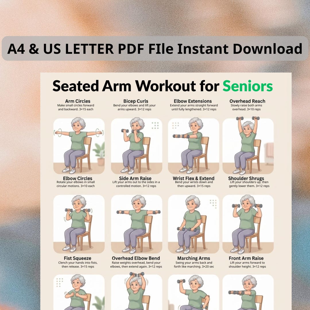 Seated Arm Workout for Seniors, Seated Upper Body Exercises for Elderly ...