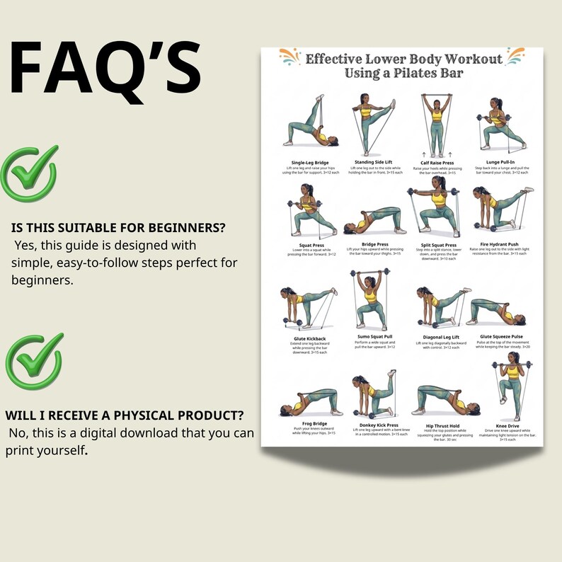 Pilates Bar Back & Posture Workout, Pilates Bar Exercise Chart, Home ...