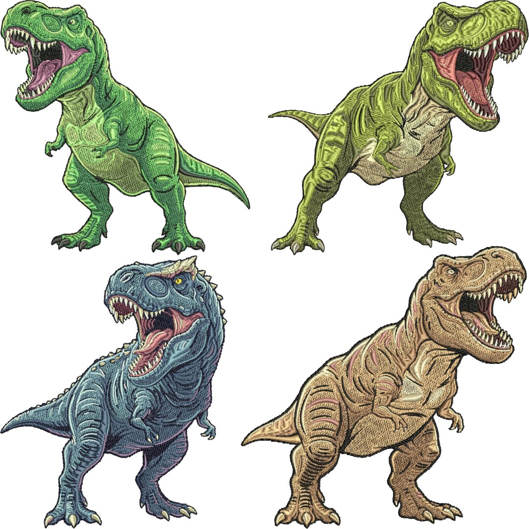 T-rex Embroidery Design, Tyrannosaurus Embroidery, T-rex Silhouette ...