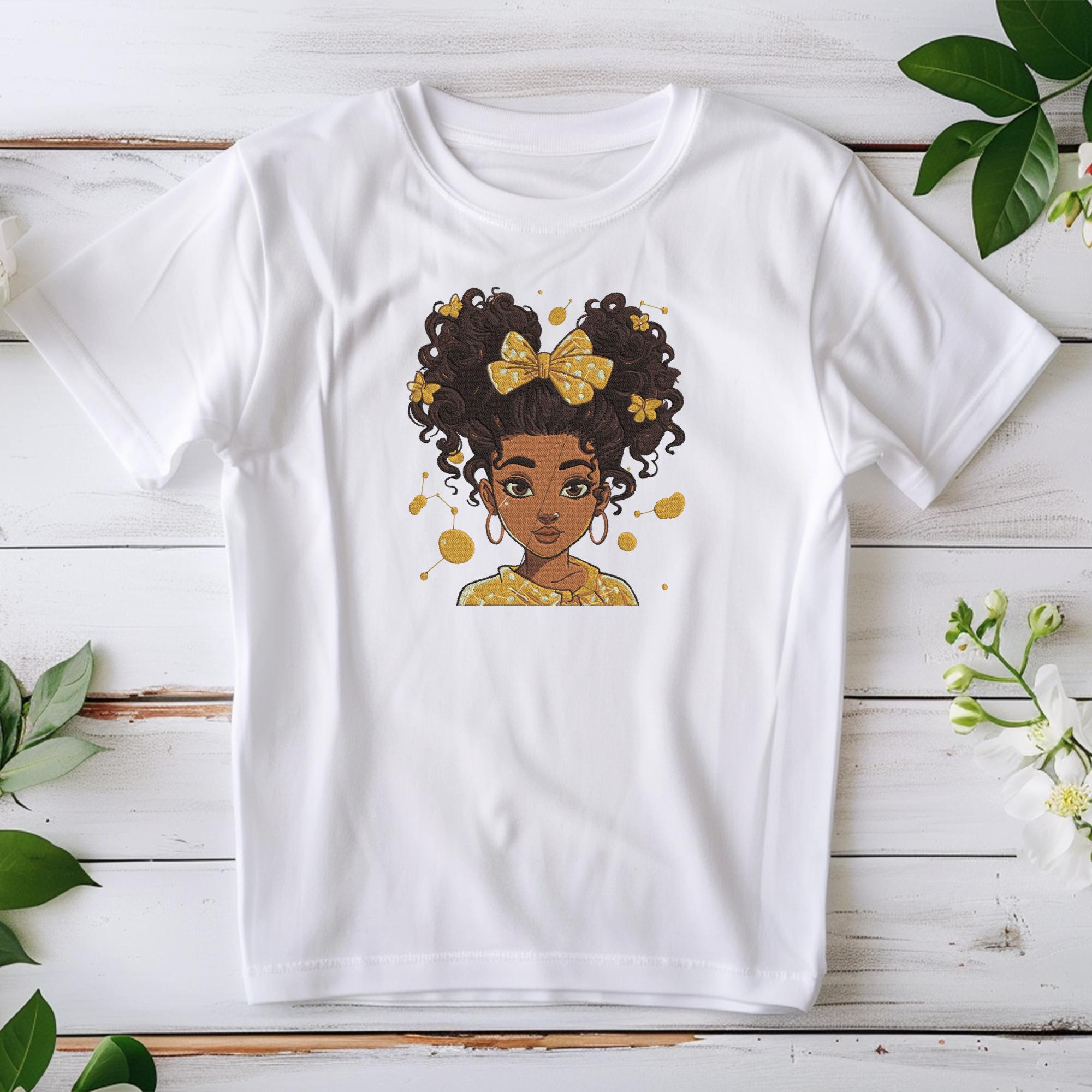 Black Girl Embroidery Design, Afro Woman Embroidery, African American ...