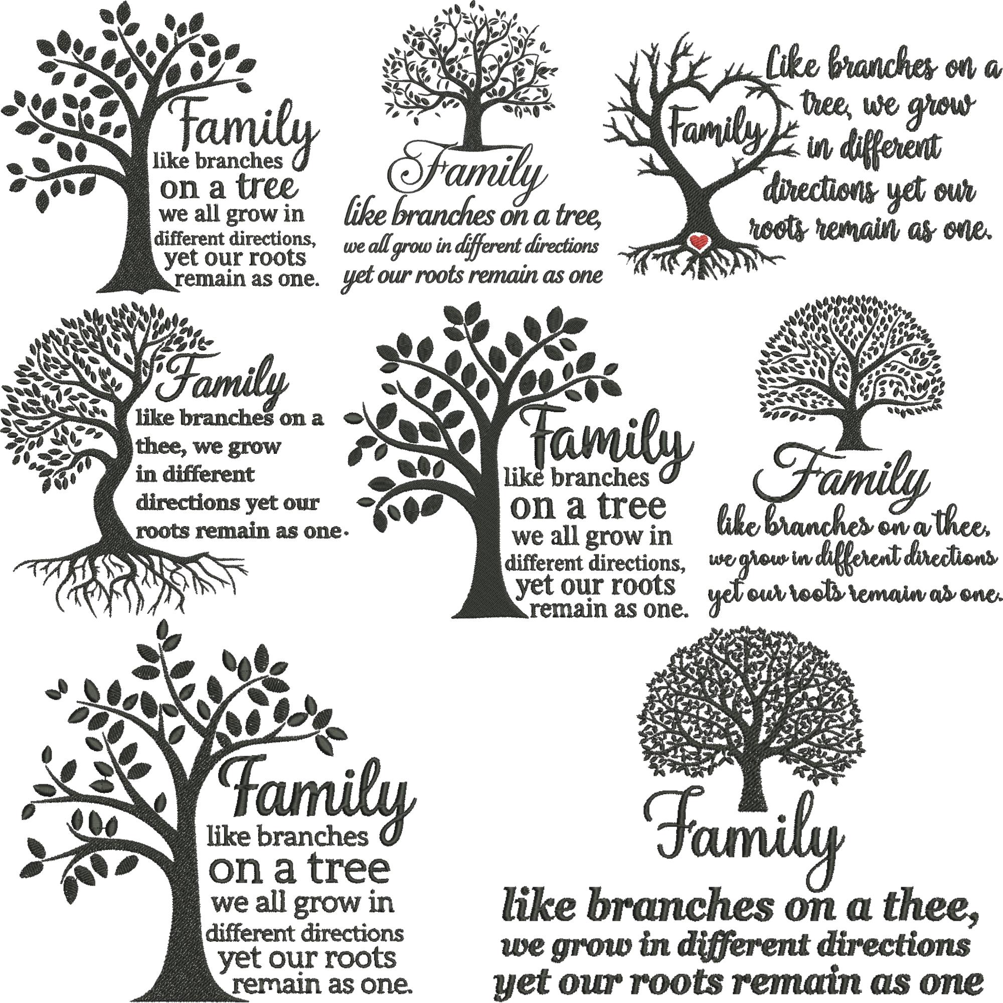 Family Tree Embroidery Design | Personalized Ancestry Tree Pattern With ...
