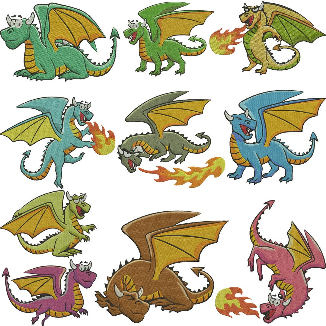 Dragon Embroidery Design, Goofy Dragon Embroidery, Cute Dragon, Chinese ...