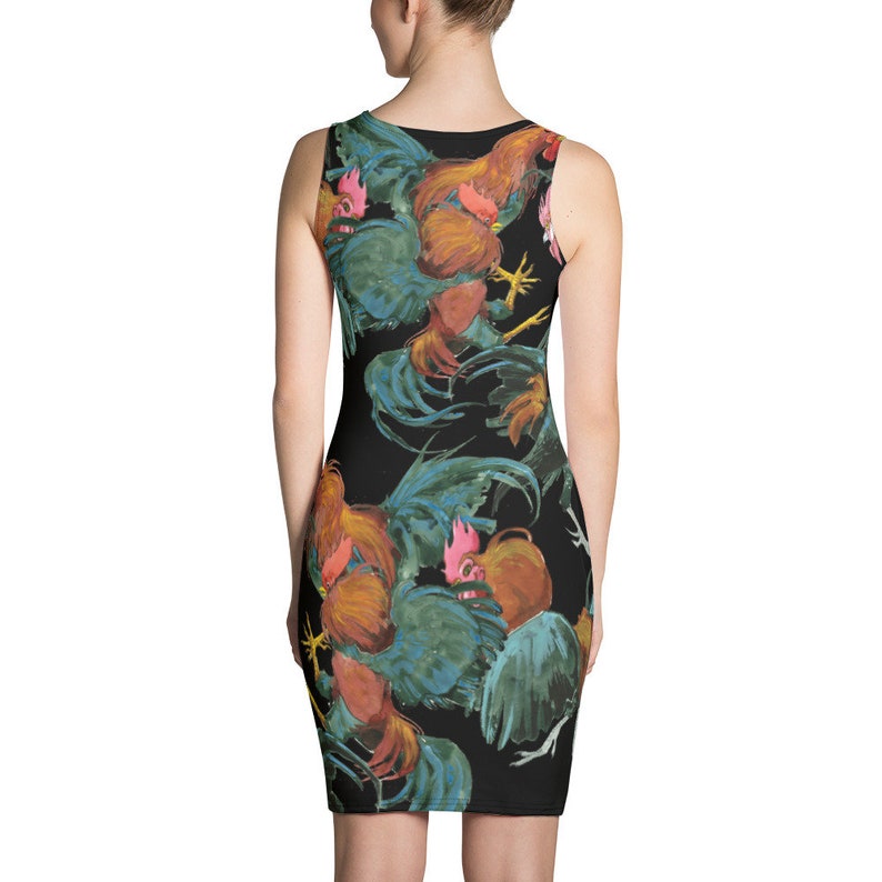 Rooster Print All Over Dress - Etsy