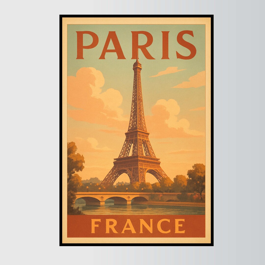 Vintage Paris Travel Poster: Art Deco Eiffel Tower Print - Etsy