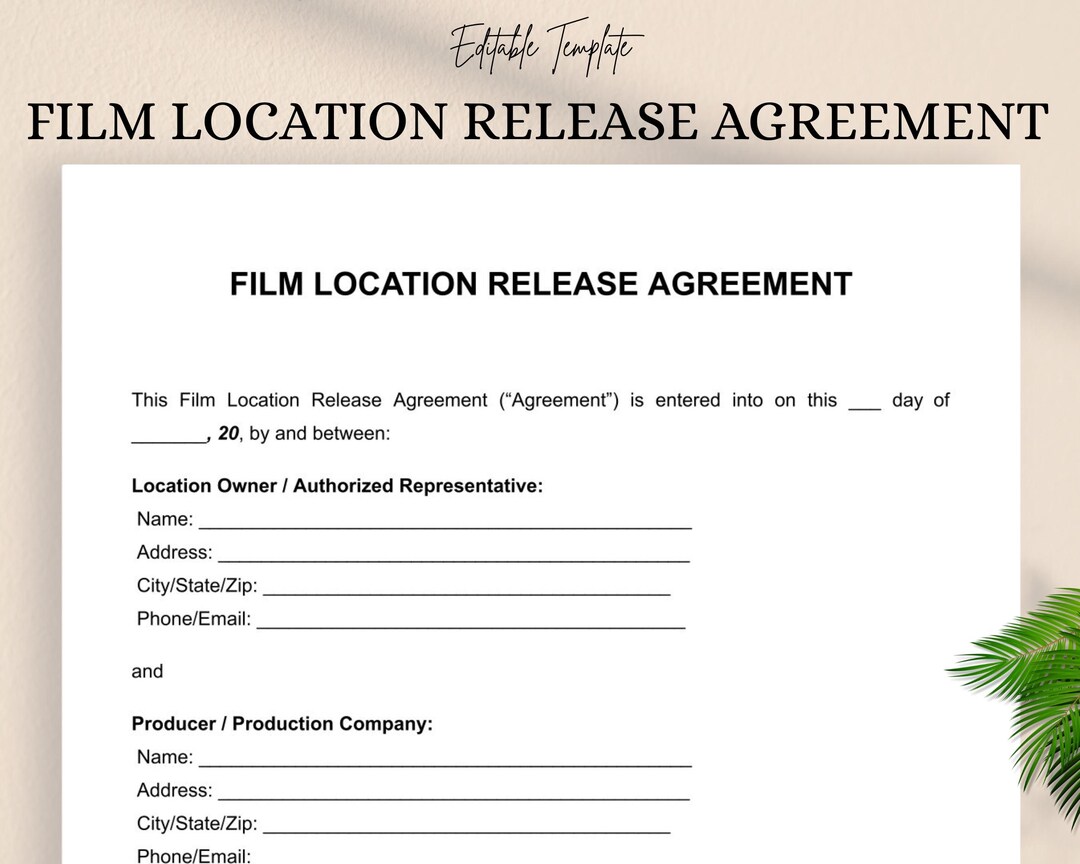Film Location Release Agreement Template | Movie Shoot Permission Form ...