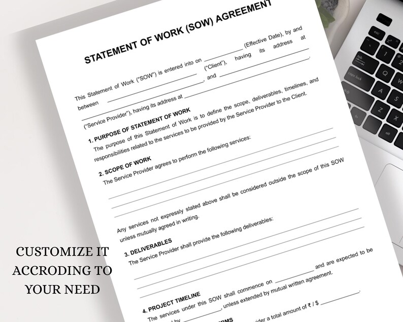 Statement of Work (SOW) Template – Project Scope Services Document (PDF ...