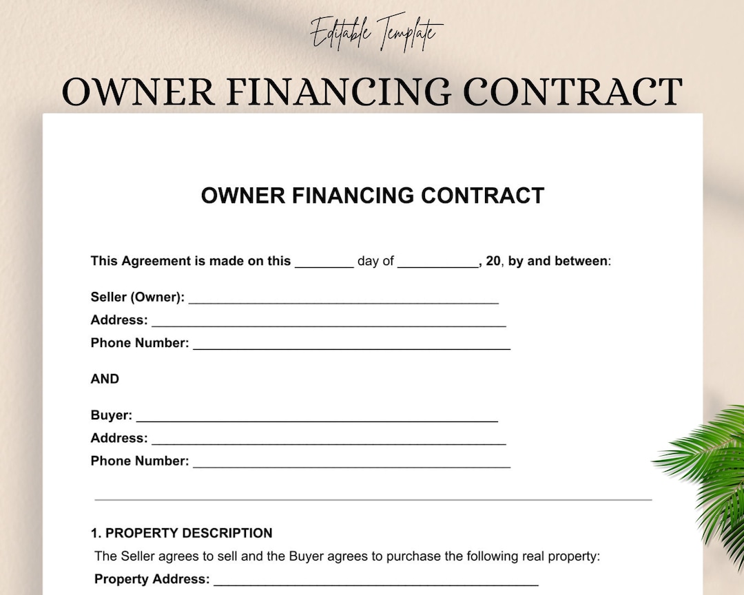 Owner Financing Contract Template: Editable Real Estate Agreement (doc ...