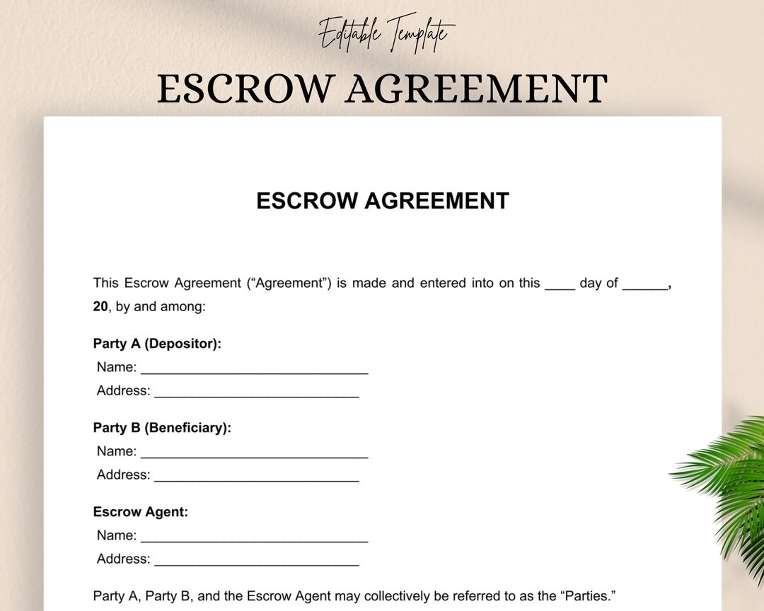 Escrow Agreement Template – Secure Transaction Contract (PDF & DOC) - Etsy