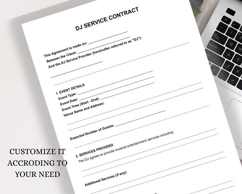 DJ Service Contract Template | Music Event Agreement | Editable DOC ...