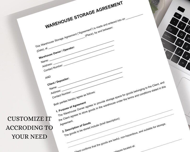 Warehouse Storage Agreement Template – Warehousing Goods Storage ...