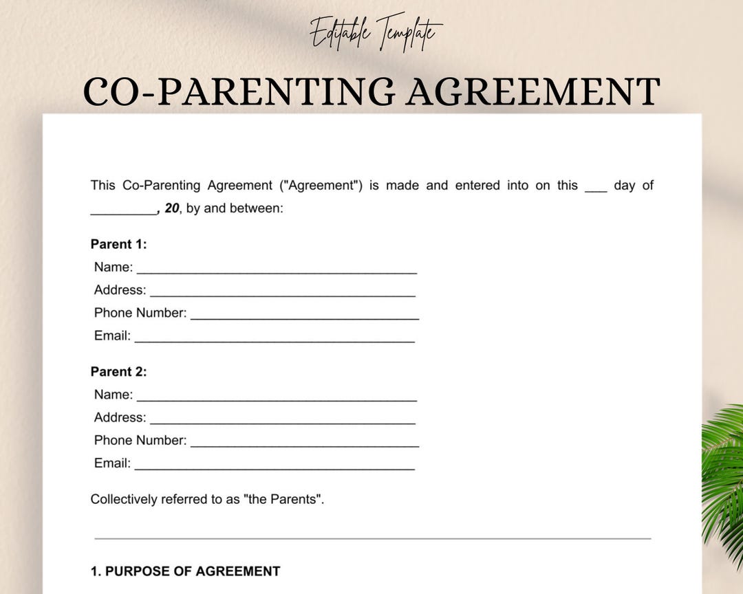 Co-parenting Agreement Template | Editable Doc & PDF - Etsy