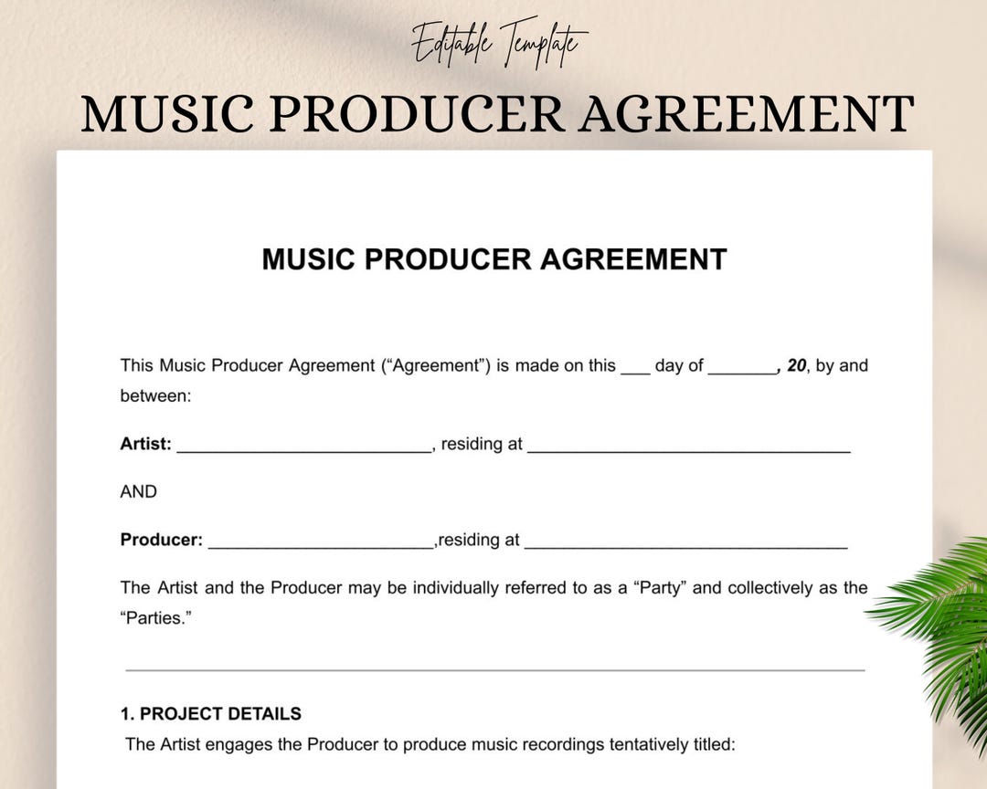 Music Producer Agreement Template – Producer Artist Contract for Song ...