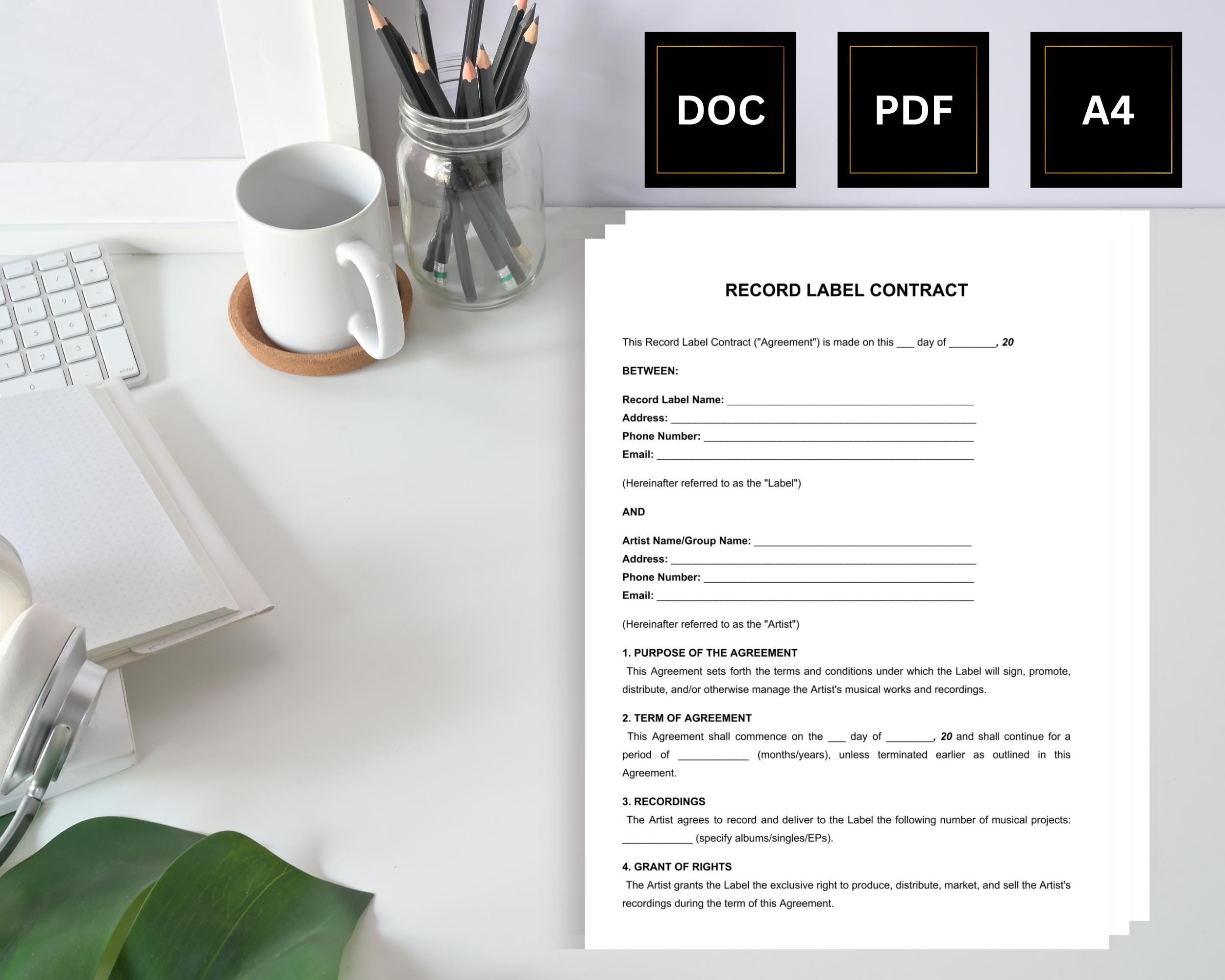 Record Label Contract Template: Music Artist Agreement (editable Doc ...