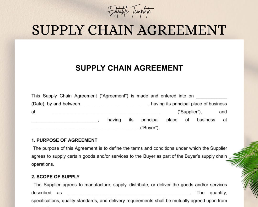 Supply Chain Agreement Template – Logistics Supplier Management ...