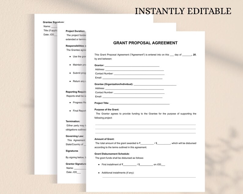 Grant Proposal Template – Editable DOC & PDF Format – Professional ...