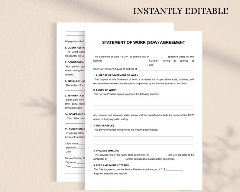 Statement of Work (SOW) Template – Project Scope Services Document (PDF ...