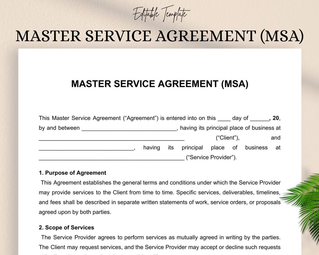 Master Service Agreement (MSA) Template – General Services Contract ...