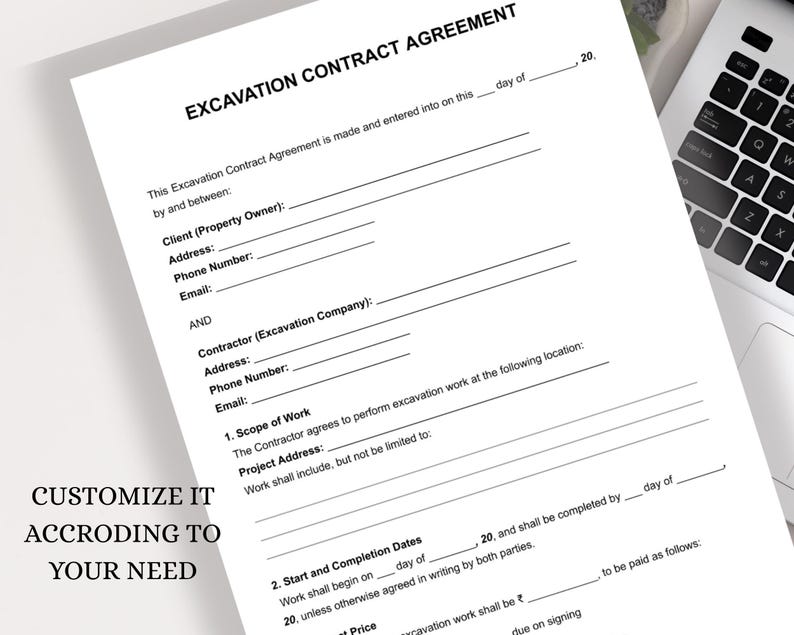 Excavation Contract Template | Editable DOC & PDF Construction ...