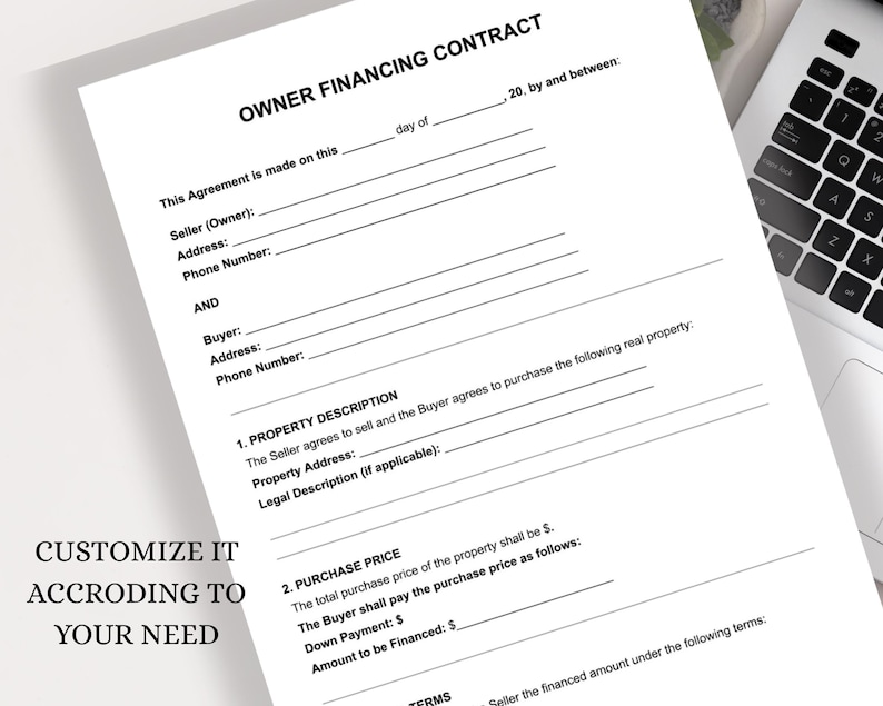 Owner Financing Contract Template: Editable Real Estate Agreement (doc ...
