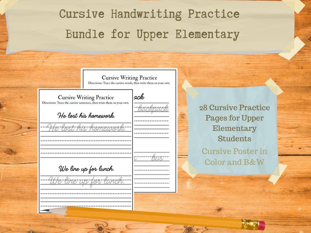 Back to School Cursive Handwriting Practice Bundle | Upper Elementary ...