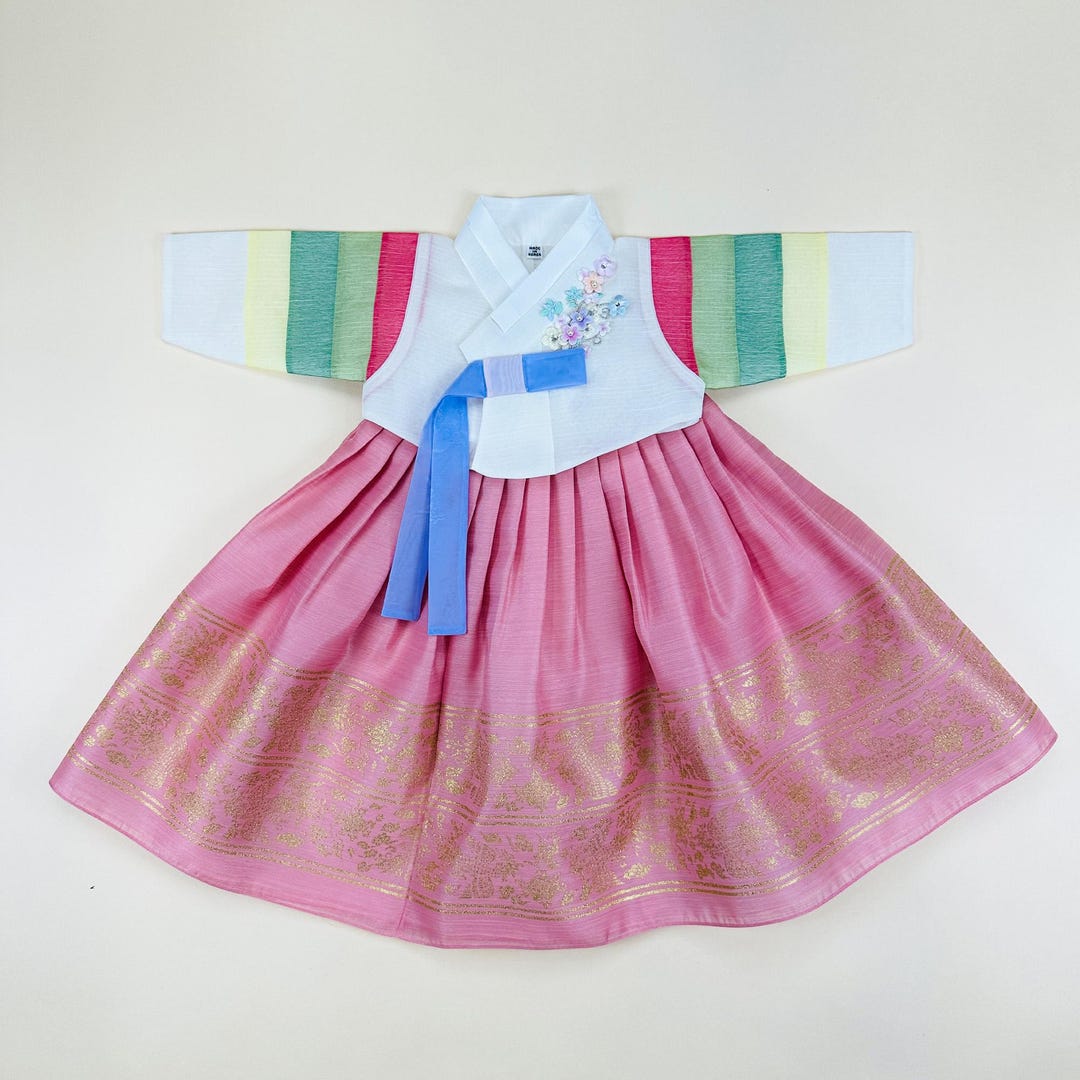 Rosé Harmony Saekdong Hanbok Dress | 100 Days Baby Hanbok Rental - Etsy