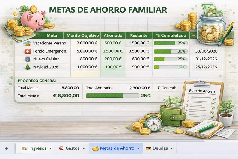 Excel Template for Family Budget | Track Income, Expenses, Savings, and ...
