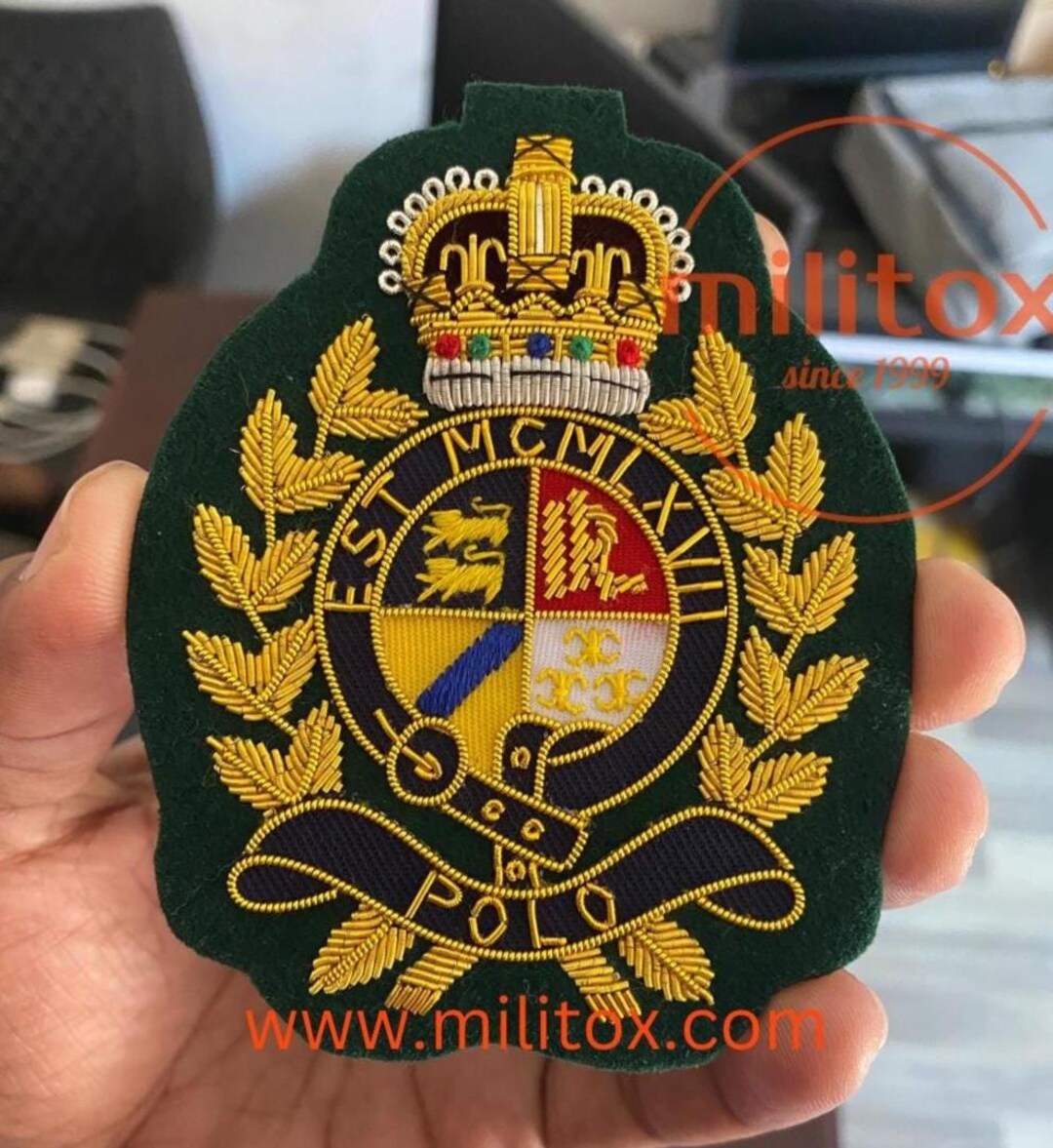 Vintage Green Bullion Wire Crest: Hand Embroidered Royal Emblem - Etsy