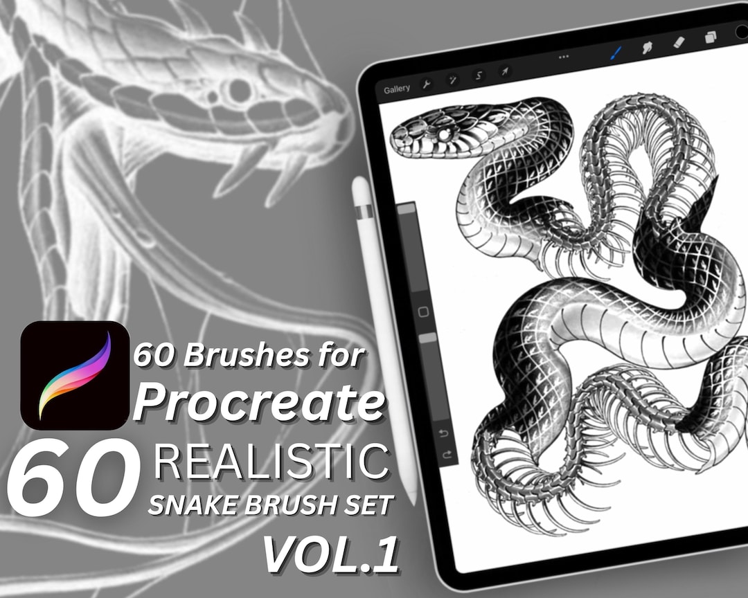 60 Realistic Snake Tattoo Brushes for Procreate – Pre-designed Snake ...