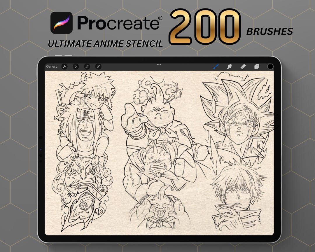200 Procreate Anime Manga Brush Bundle, Procreate Stencil , Procreate ...