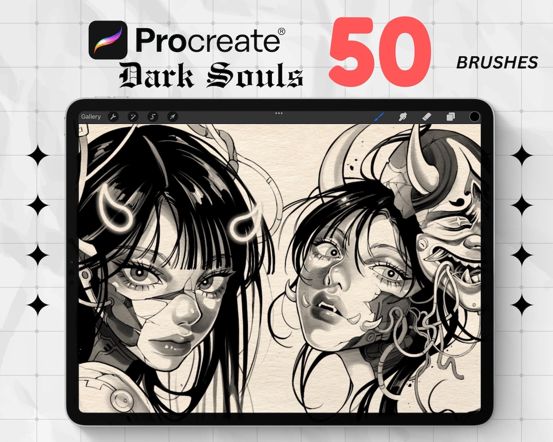 50 Dark Work Procreate Tattoo Brushes – Horror, Sketch, Anime, Gothic ...