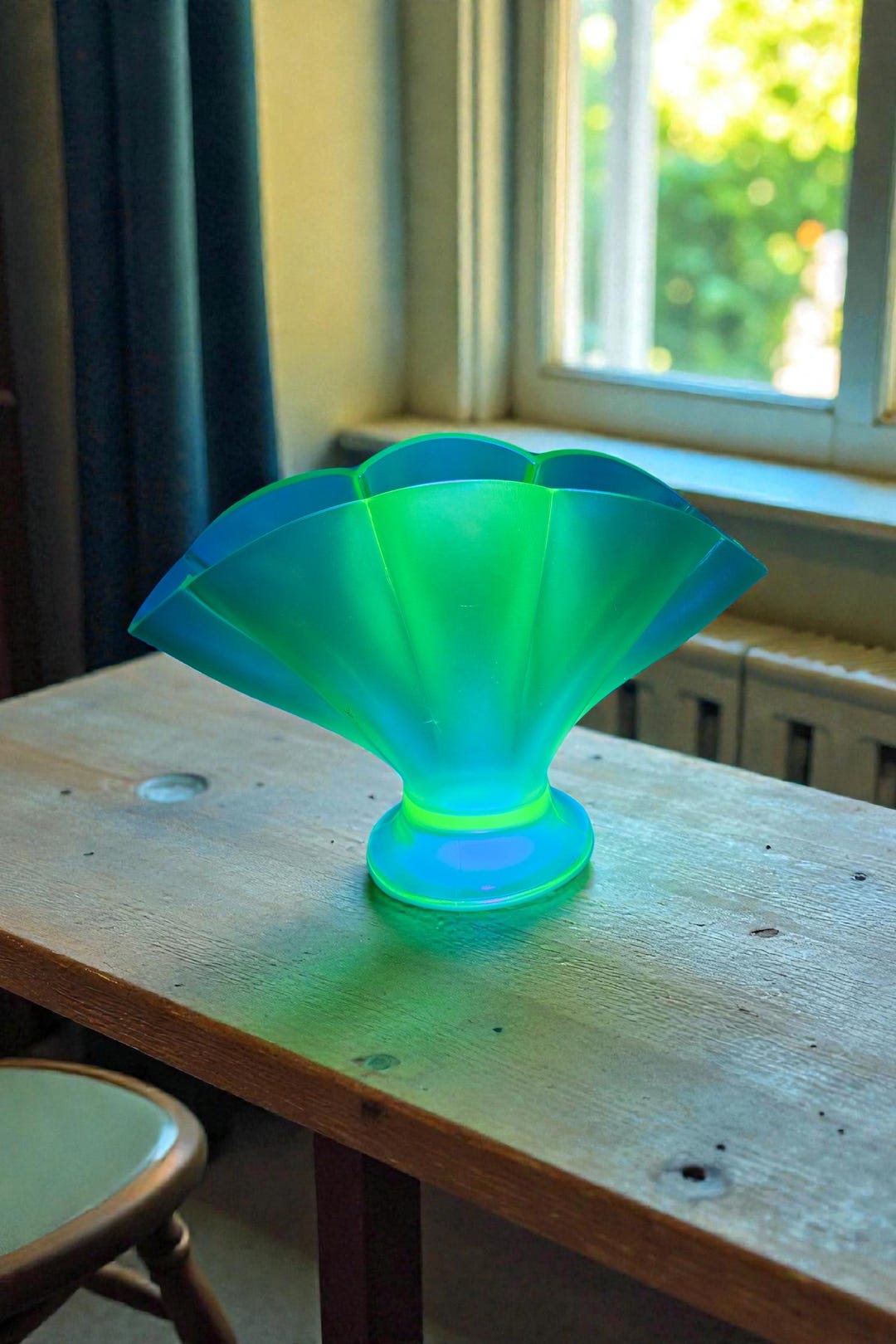 Vintage Fenton Florentine Green Stretch Glass Melon Ribbed Fan Vase - Etsy