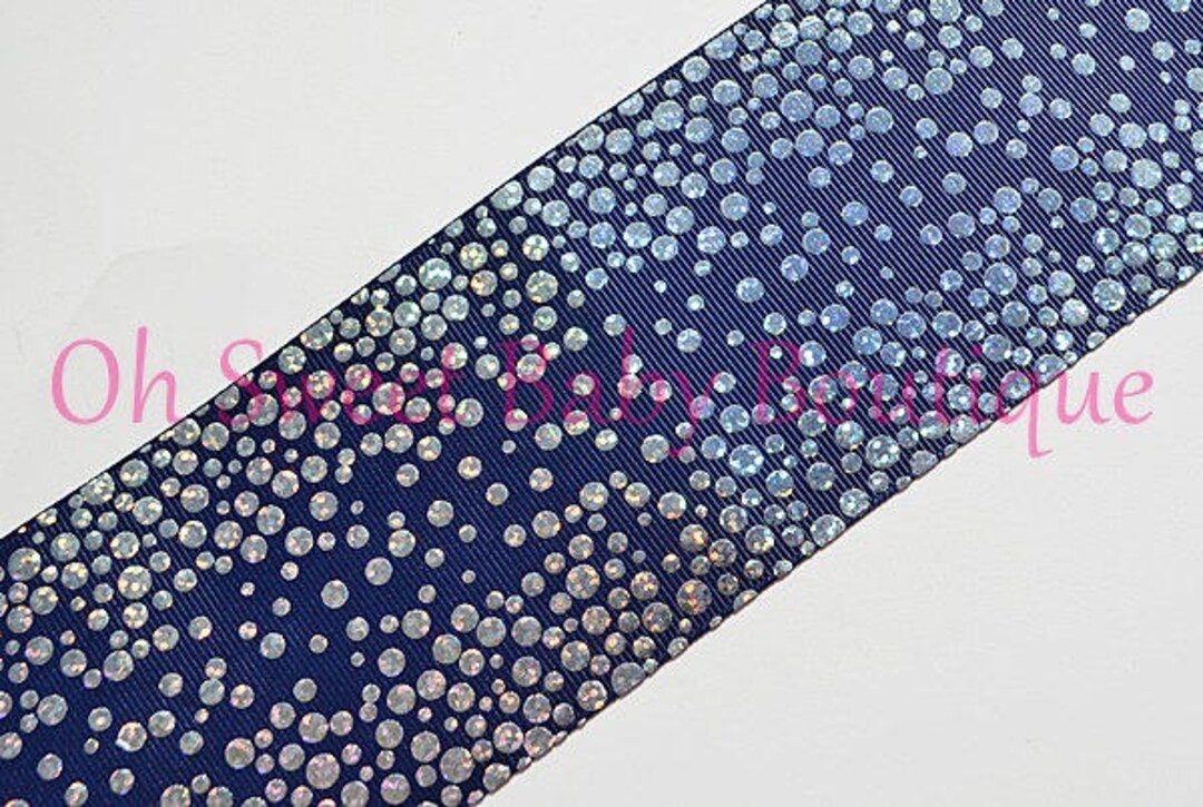 3" Navy Blue Silver Holographic Fancy Dot *cheer Bow Ribbon* - Etsy